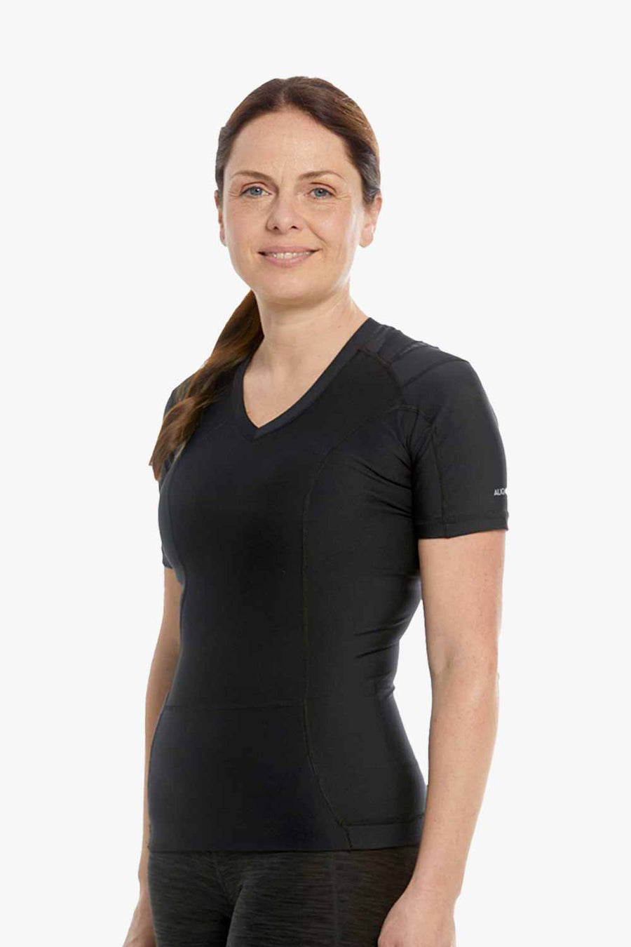 Posture Shirt™ noir: t-shirt de posture pour femme